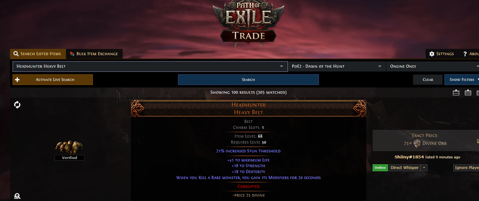 How to Get Headhunter in POE 2 Dawn of the Hunt